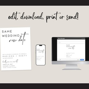 Change the Wedding Date, Printable Template Instant Download, Same ...