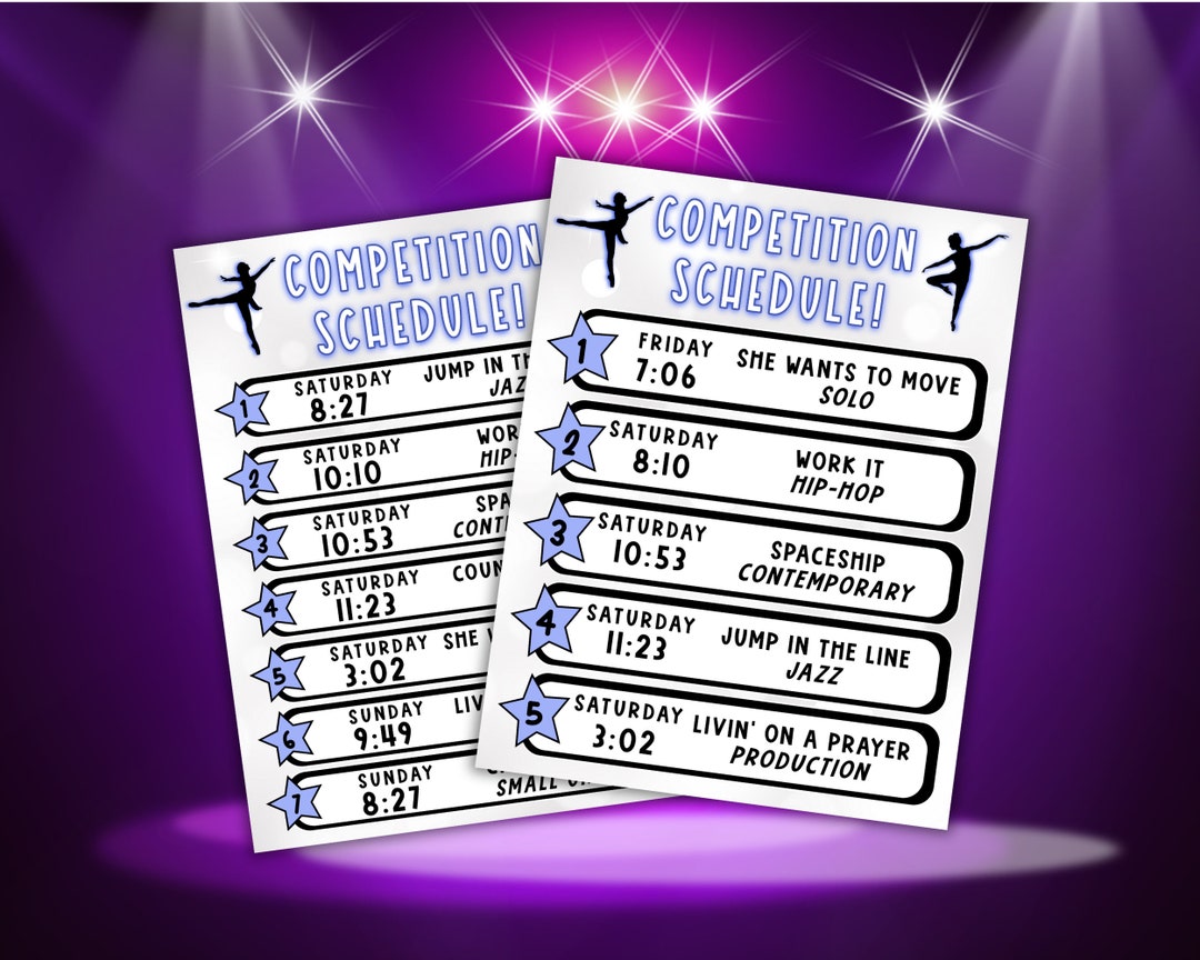 Dance Competition Printable Schedule Template, Editable Dance ...