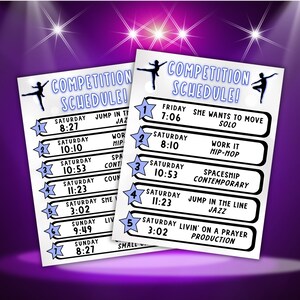 Dance Competition Printable Schedule Template, Editable Dance ...
