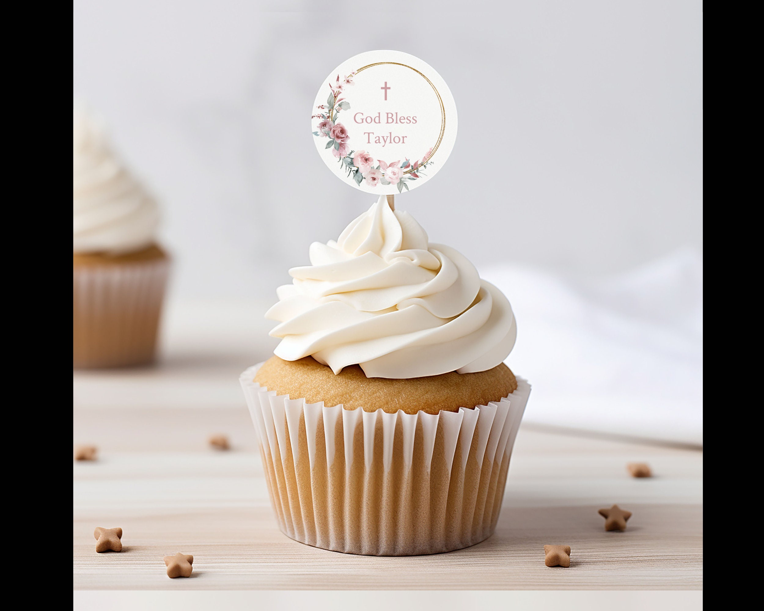 Communion Cupcake Topper Dusty Rose First Holy Communion Printable ...