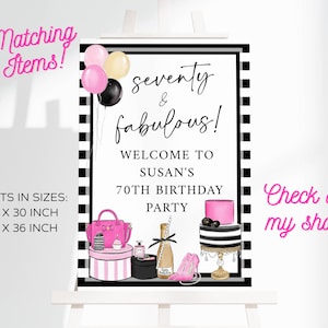 Glam Fashion Birthday Party Banner Editable Template, Large Pink Black ...