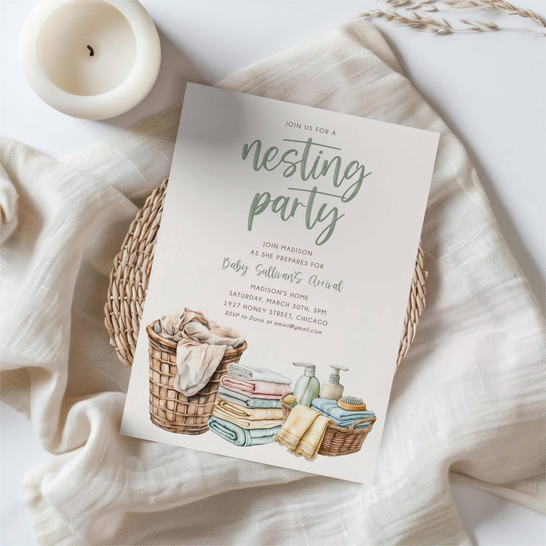 Nesting Party Invitation Template: Watercolor Baby Shower (digital ...