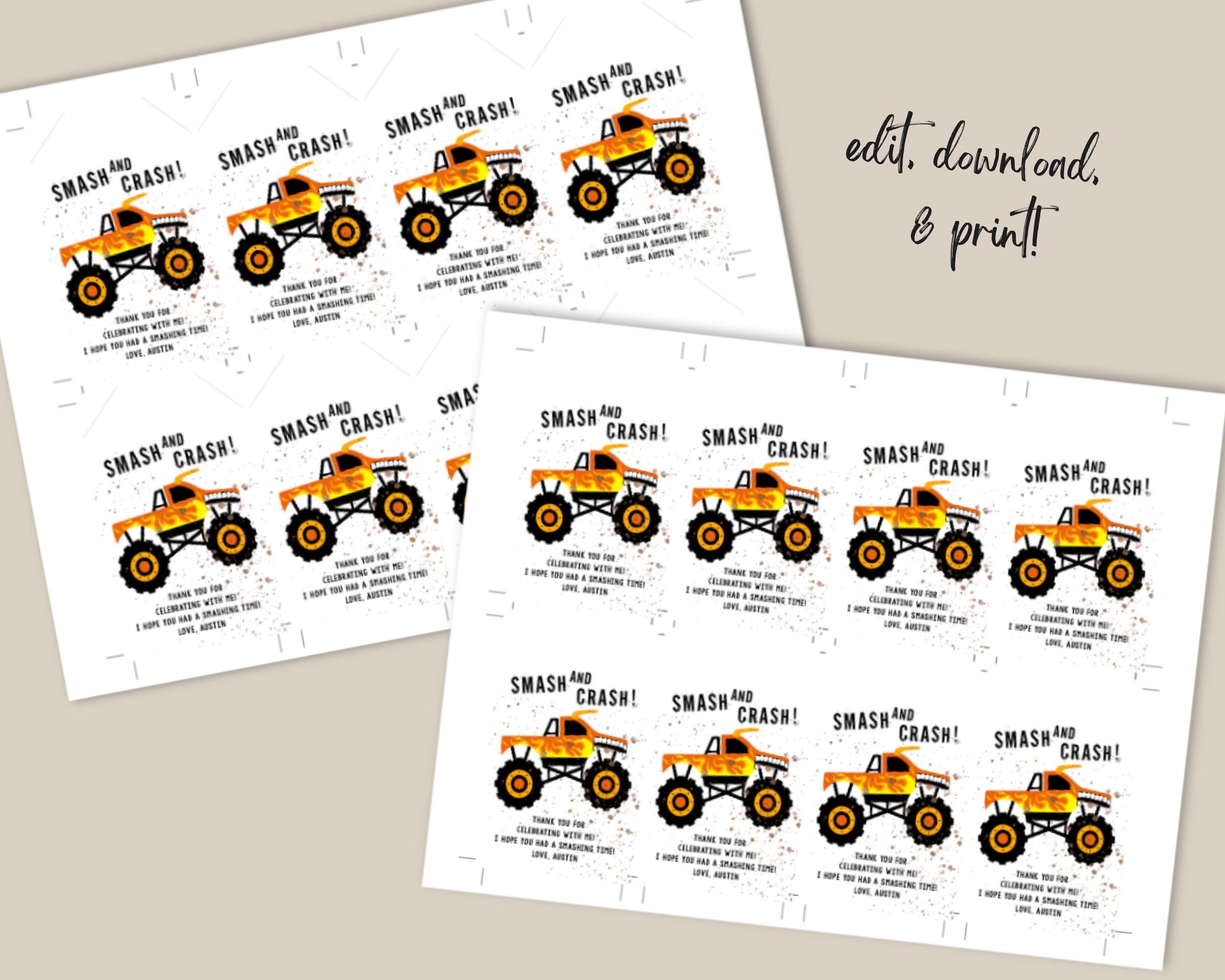El Toro Loco Monster Truck Birthday Favor Tag (printable Template) - Etsy