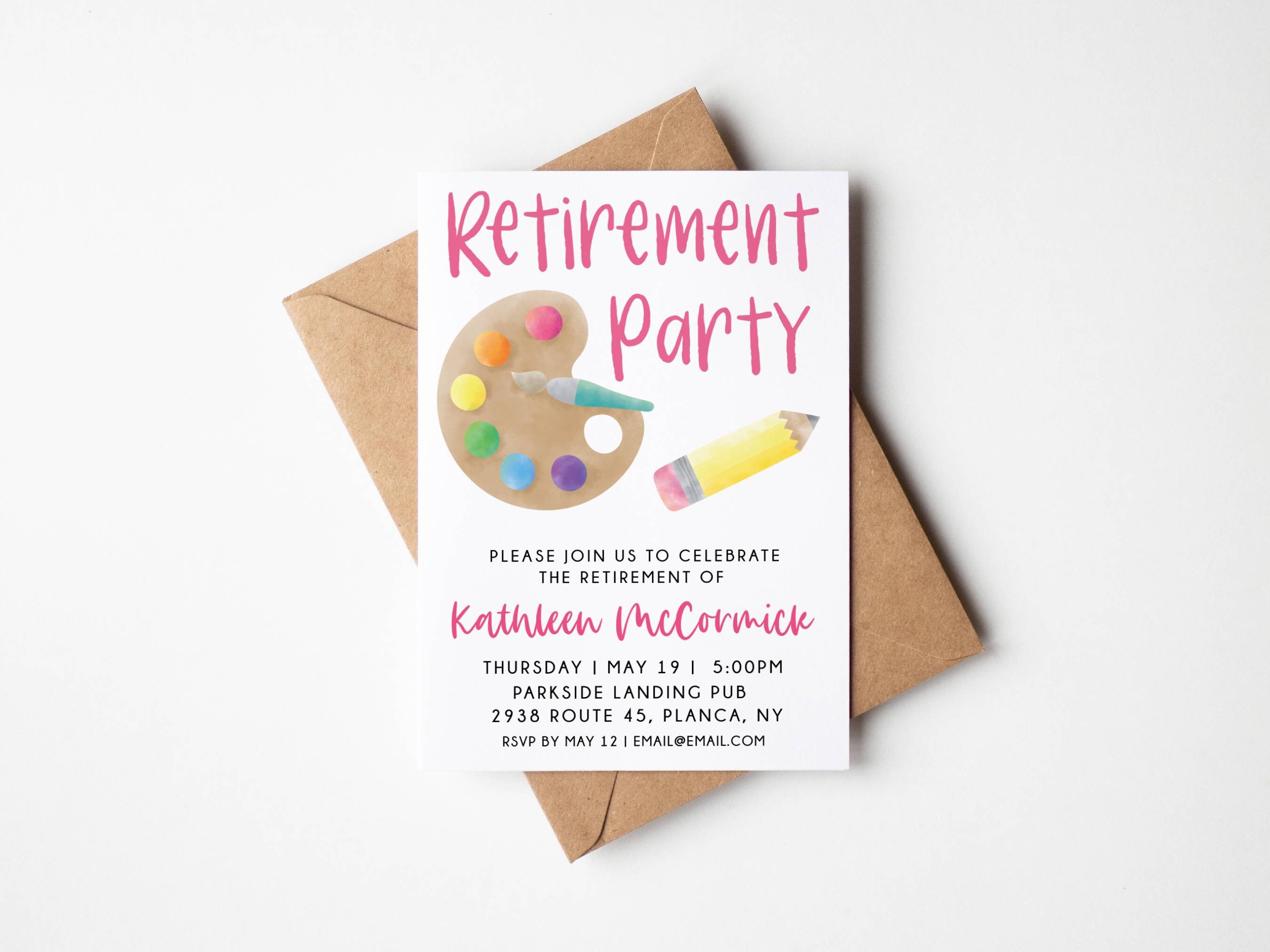 Art Teacher Retirement Printable Invitation Template, Print or Digital ...