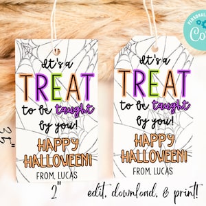 Halloween Teacher Gift Tag Template, Printable Teacher Halloween Gift ...