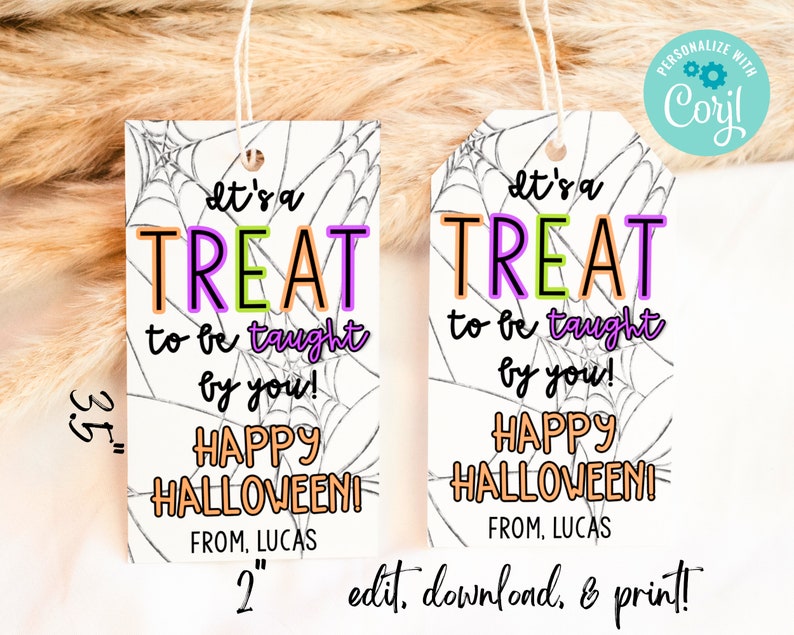 Halloween Teacher Gift Tag Template, Editable Teacher Halloween Gift ...