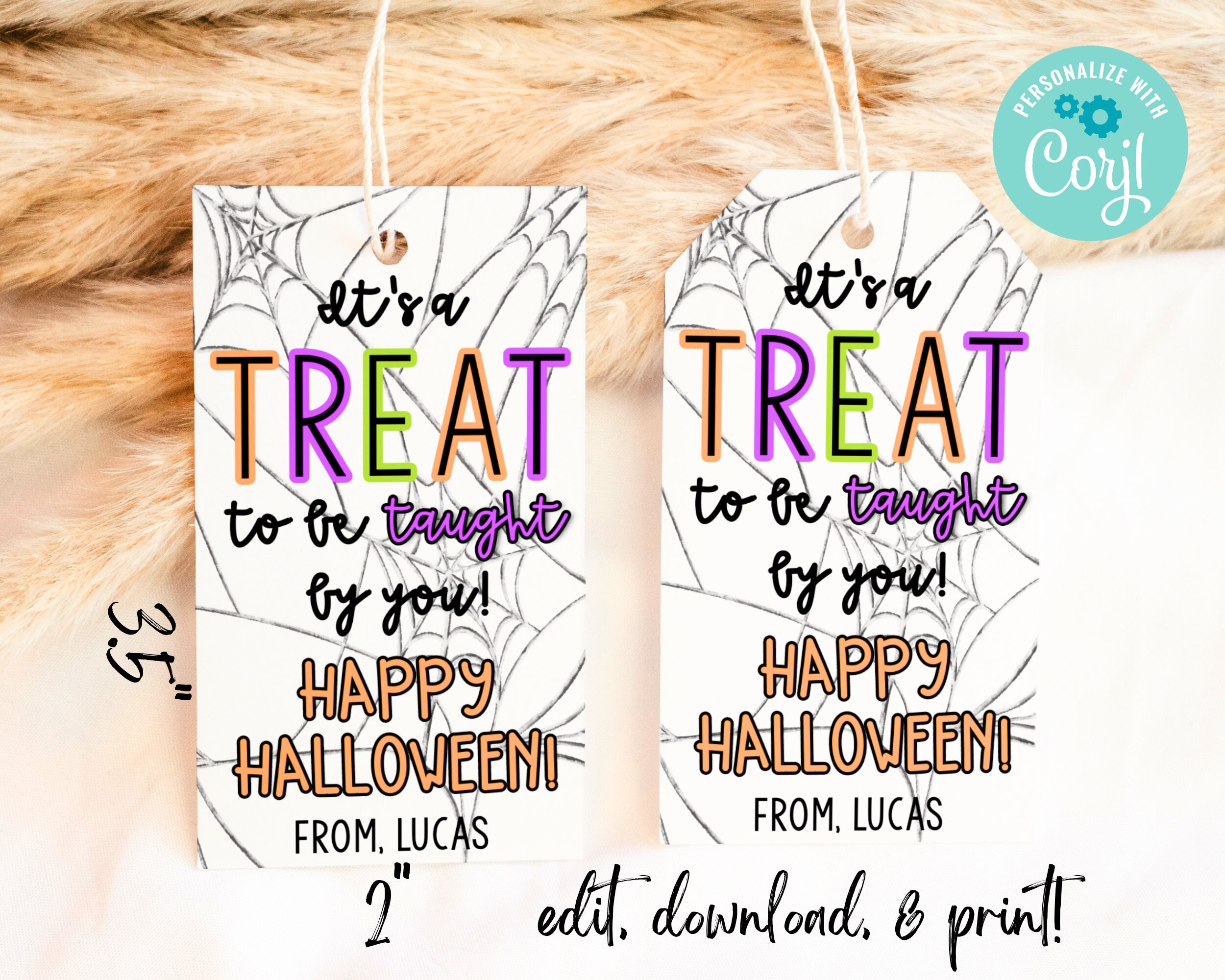 Halloween Teacher Gift Tag Template, Editable Teacher Halloween Gift ...