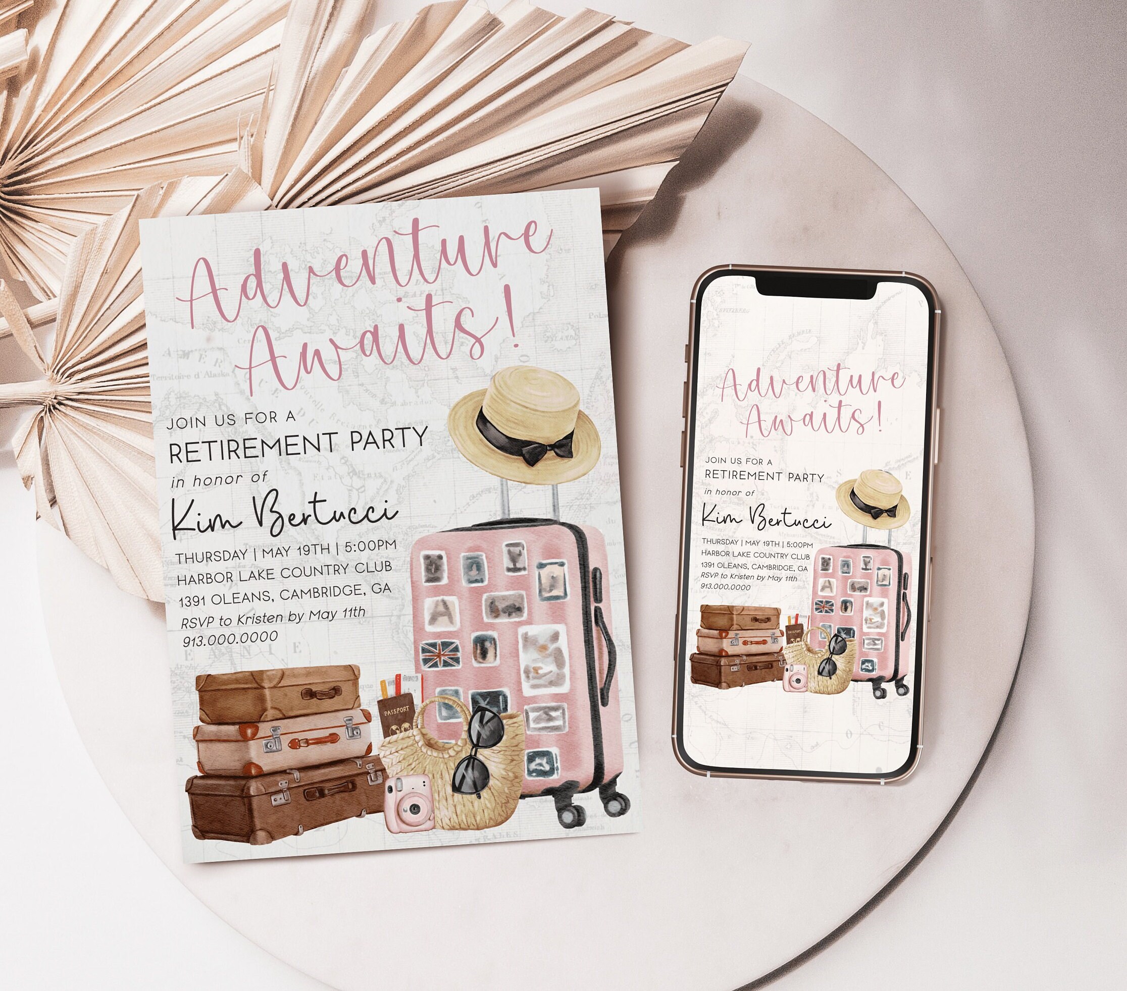 Travel Theme Retirement Invitation Printable Template, Adventure Awaits ...