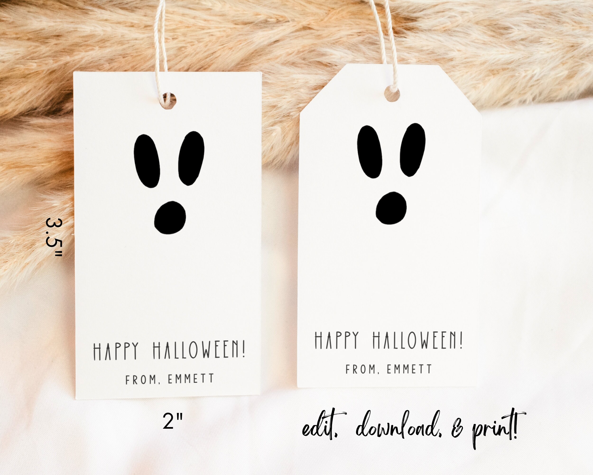 Halloween Ghost Gift Tag Template, Editable Halloween Gift Tag, Ghost ...