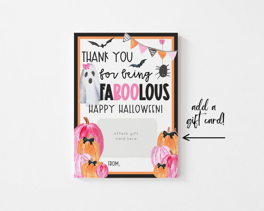 Cute Halloween Gift Card Holder Halloween Thank You Add Gift Card ...