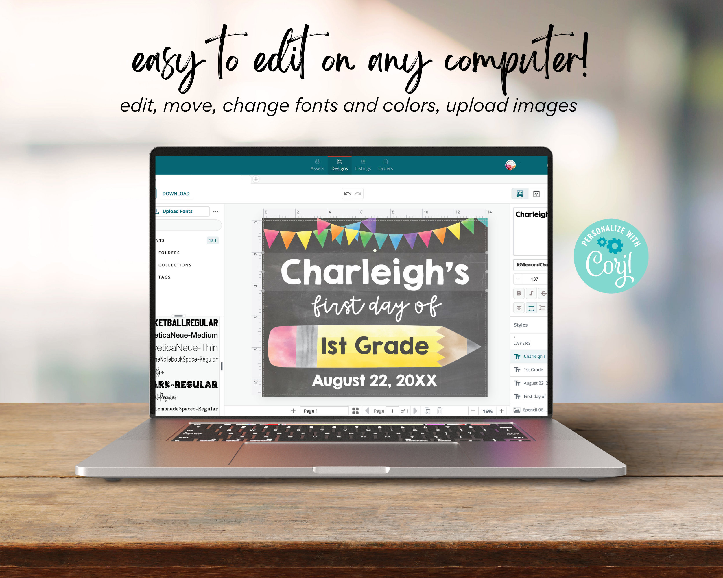 First Day of School Sign Template, Printable Instant Download, 1st Day ...