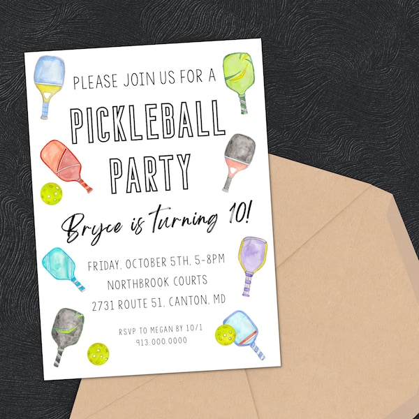 Pickleball Birthday Invitations - Etsy