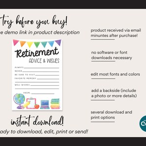Retirement Advice Cards, Teacher Retirement Printable Template ...