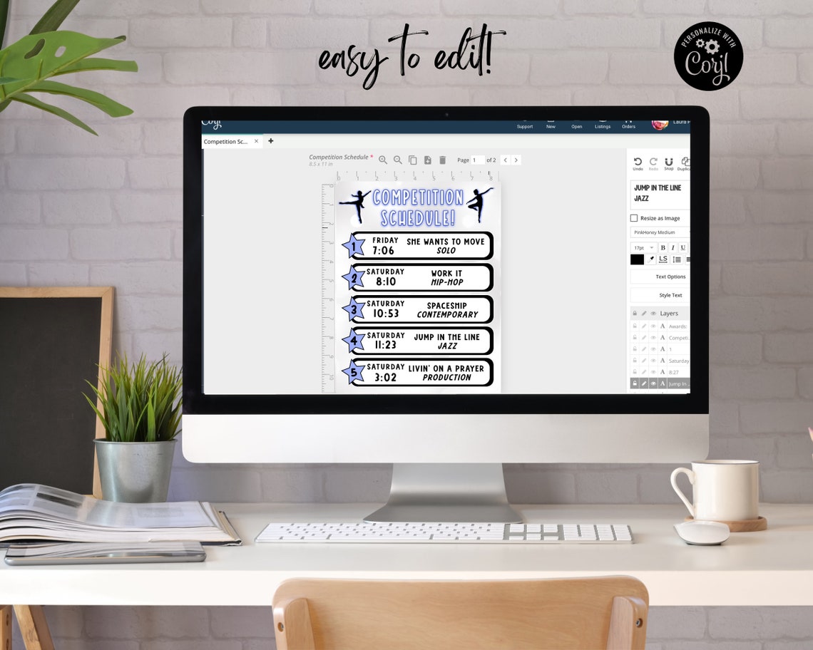 Dance Competition Printable Schedule Template Editable Dance ...