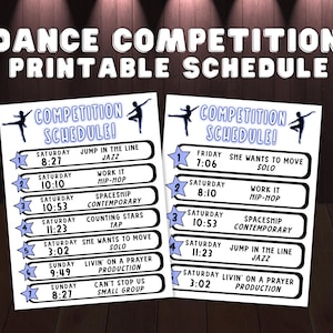 Dance Competition Printable Schedule Template Editable Dance ...