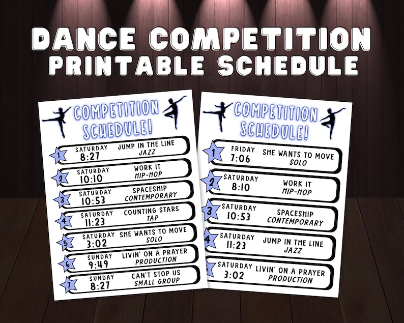 Dance Competition Printable Schedule Template Editable Dance ...