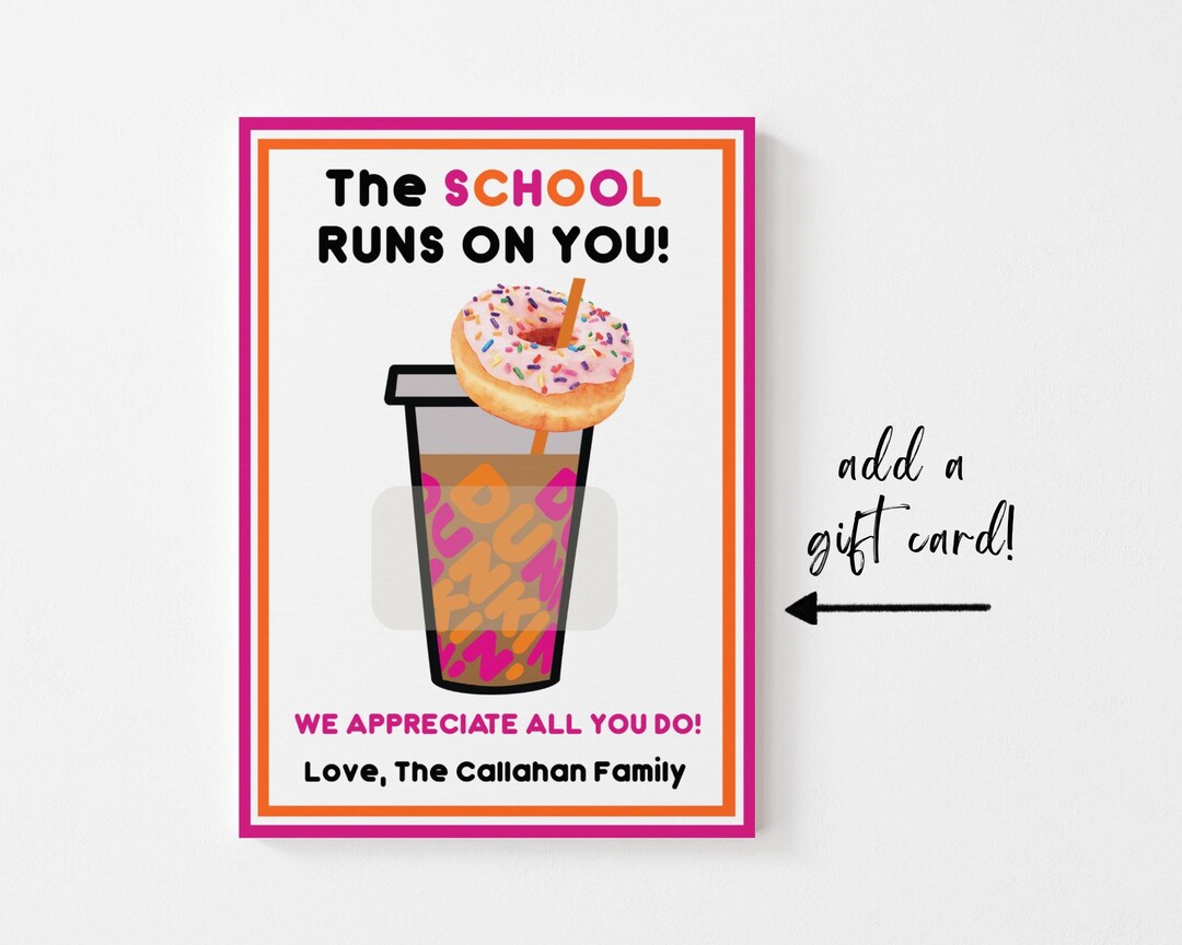 School Secretary Appreciation Gift Dunkin Donuts Gift Card Holder ...