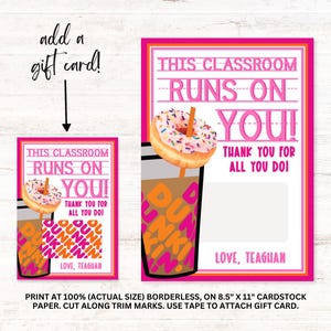 Teacher Appreciation Dunkin' Donuts Add Gift Card Printable Template ...