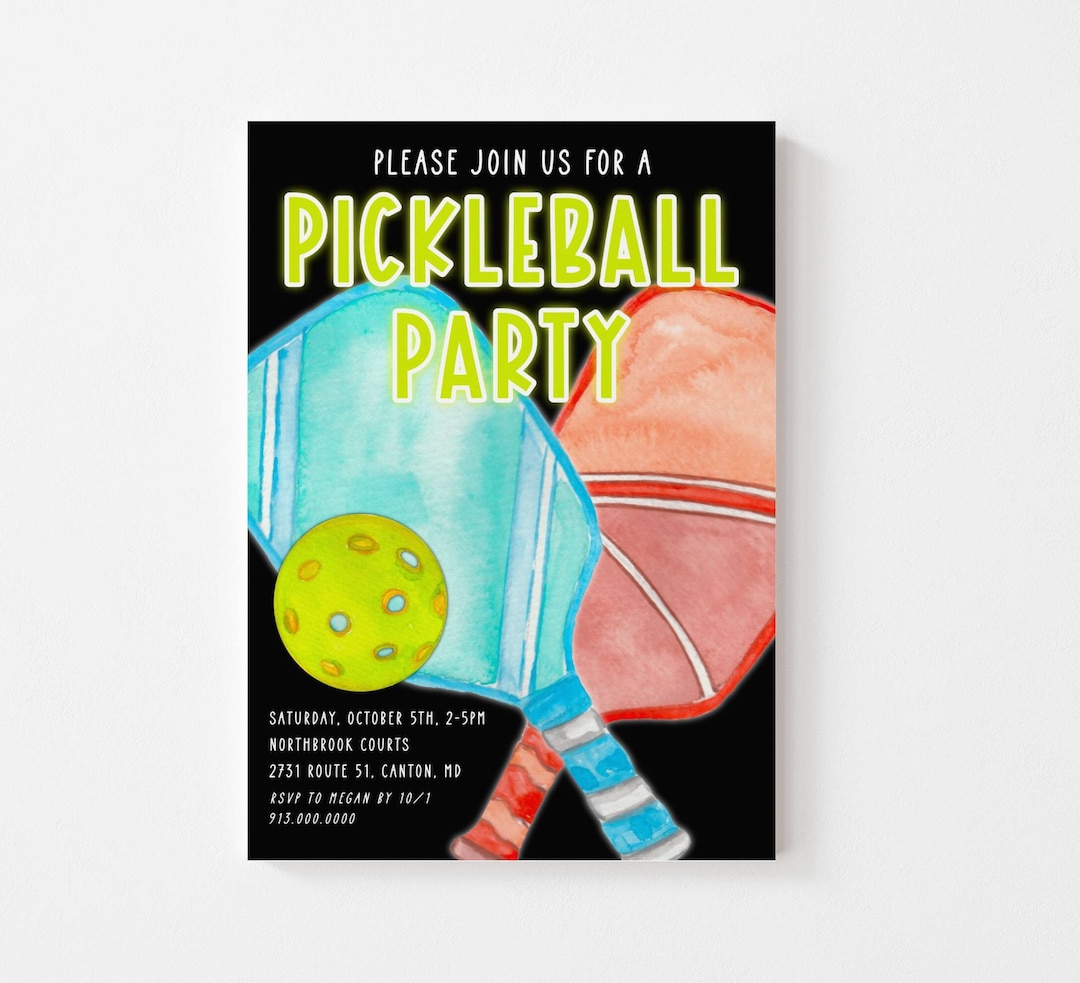 Pickleball Party Invitation Printable Template, Instant Download ...
