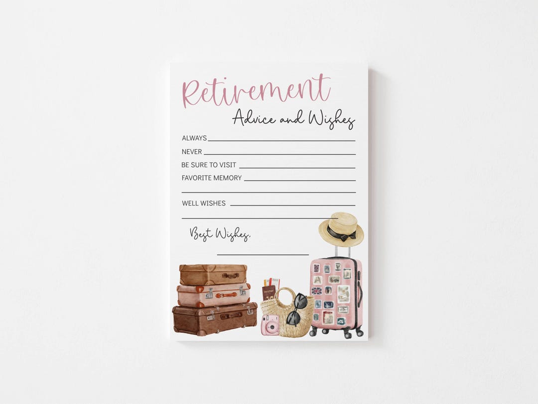 Retirement Advice Cards, Travel Retirement Printable Template ...
