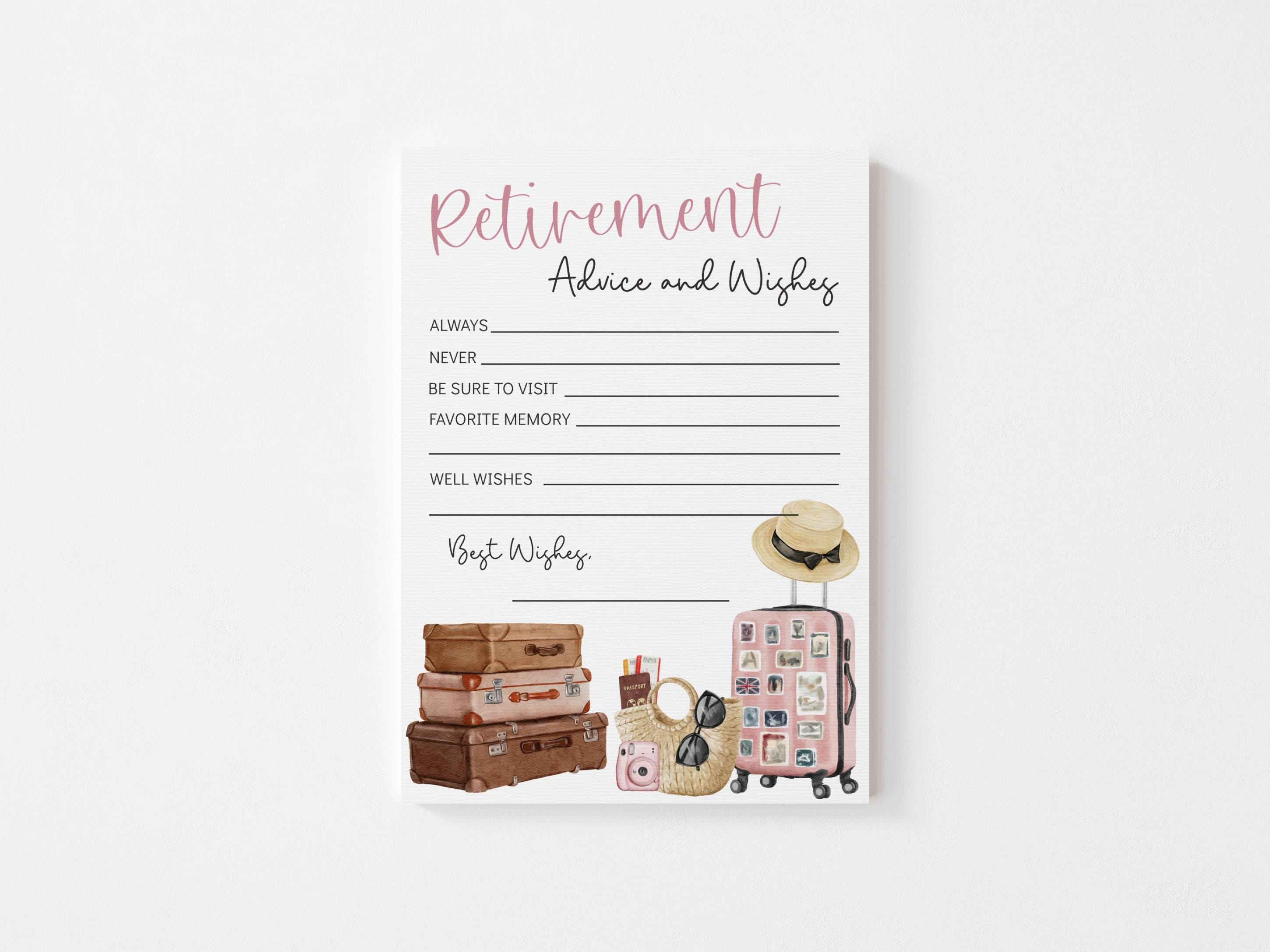 Retirement Advice Cards, Travel Retirement Printable Template ...