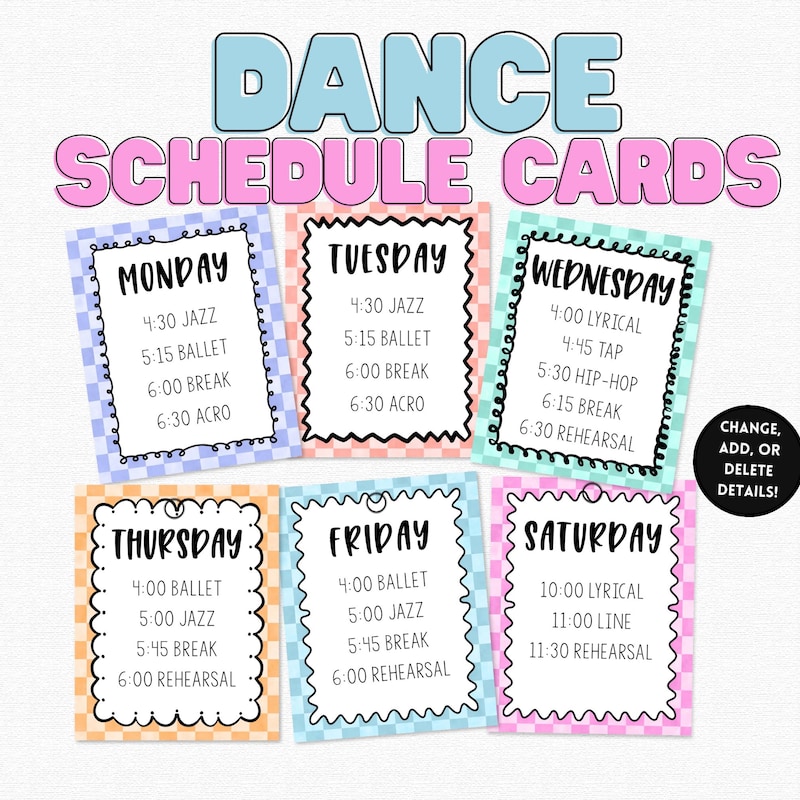 Schedule Dancing Schedule - Etsy