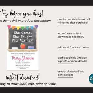 Teacher Retirement Party Invite Printable Template, Primary Teacher ...