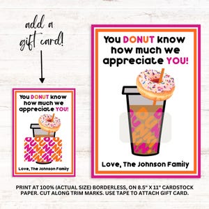 Dunkin Donuts Add Gift Card Printable Template Dunkin' Donuts Thank You ...