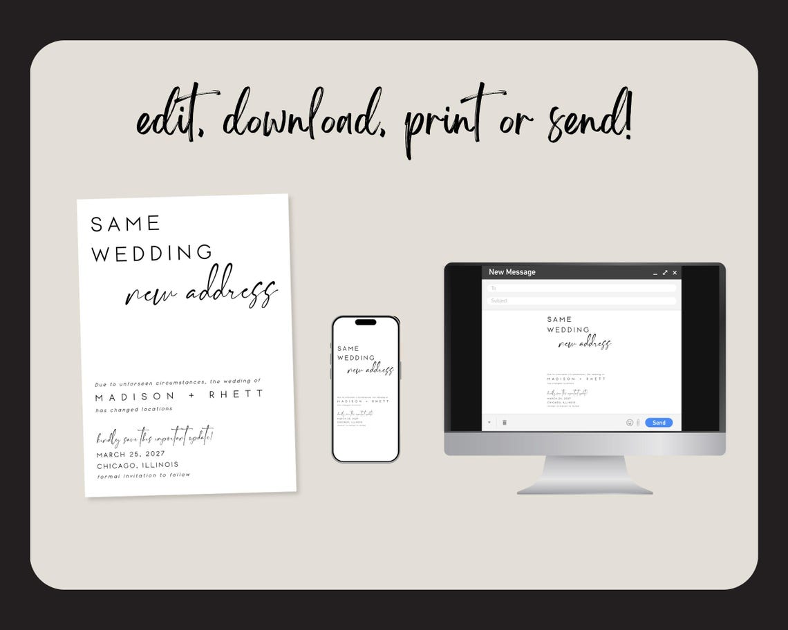 Change the Wedding Address Printable Template, Editable New Wedding ...