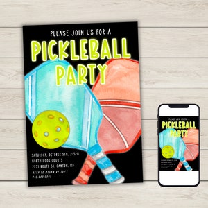 Pickleball Party Invitation Printable Template, Instant Download ...