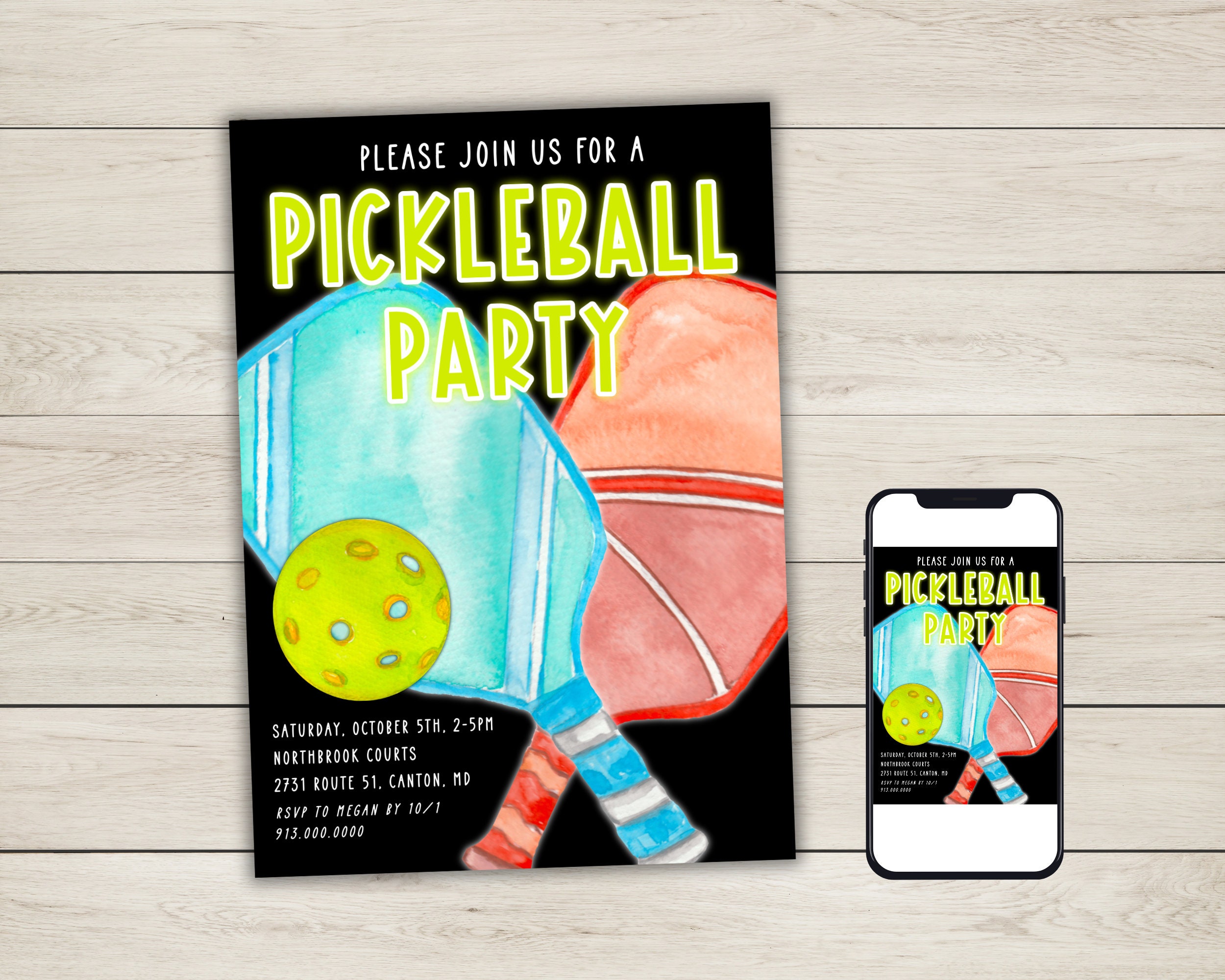 Pickleball Party Invitation Printable Template, Instant Download, Pickleball Birthday Party ...
