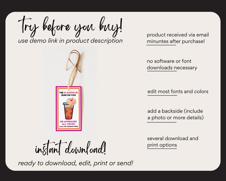 Teacher Appreciation Gift Tag Dunkin' Donuts Printable Template ...