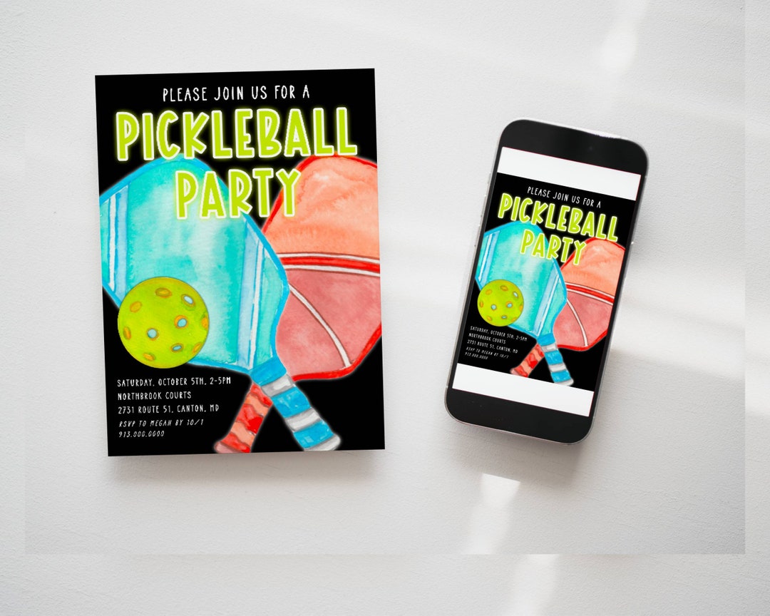 Pickleball Party Invitation Printable Template, Instant Download ...
