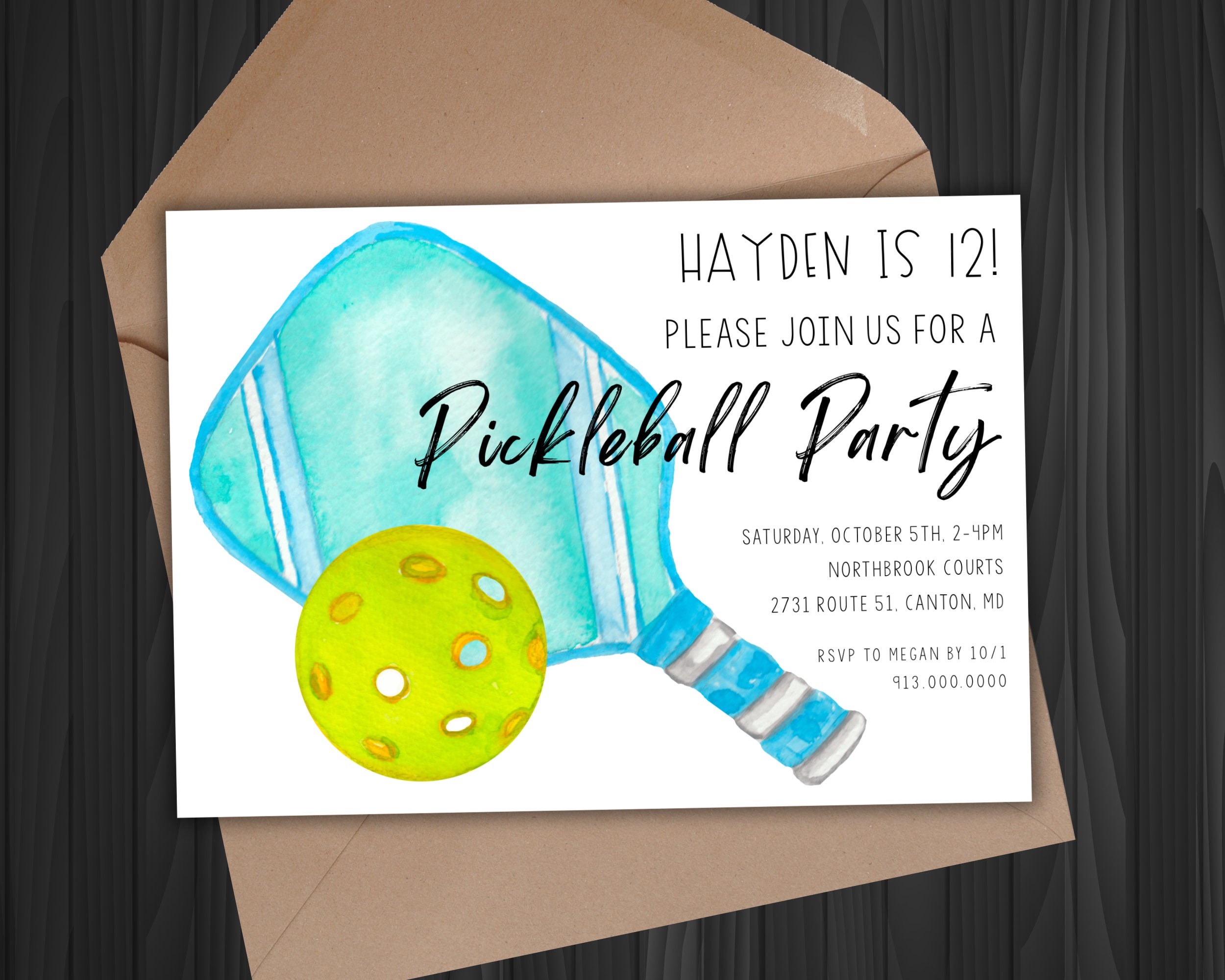 Pickleball Birthday Party Invitation Printable Template, Printable ...
