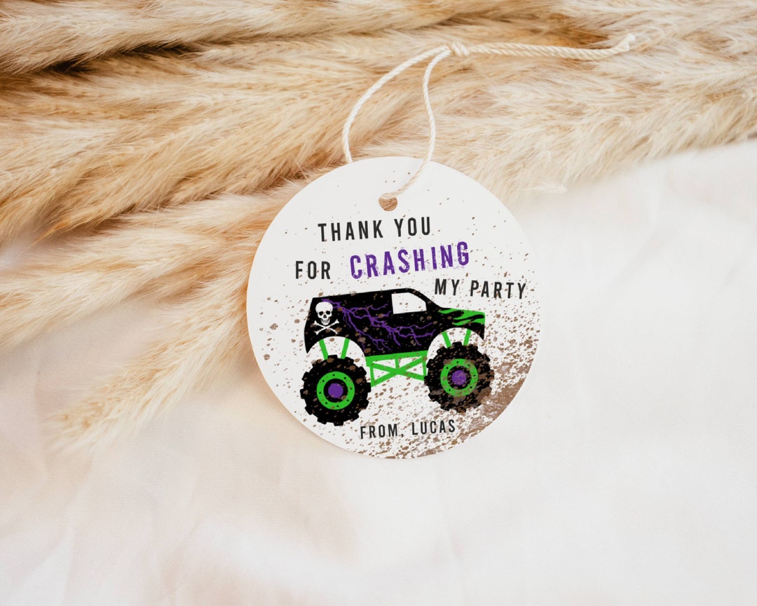 Monster Truck Grave Digger Hang Tag Birthday Party Thank You Party ...
