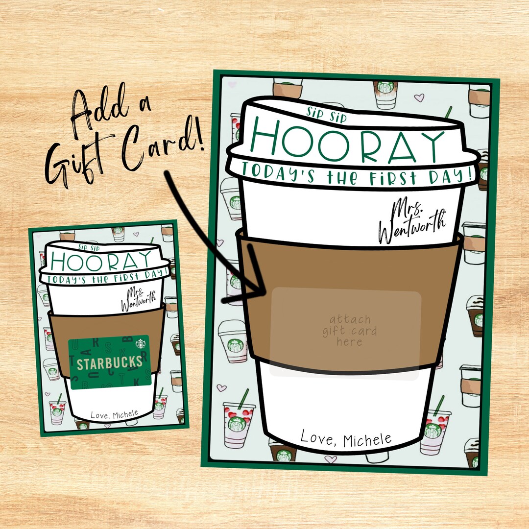 First Day of School Teacher Add Starbucks Gift Card Instant - Etsy
