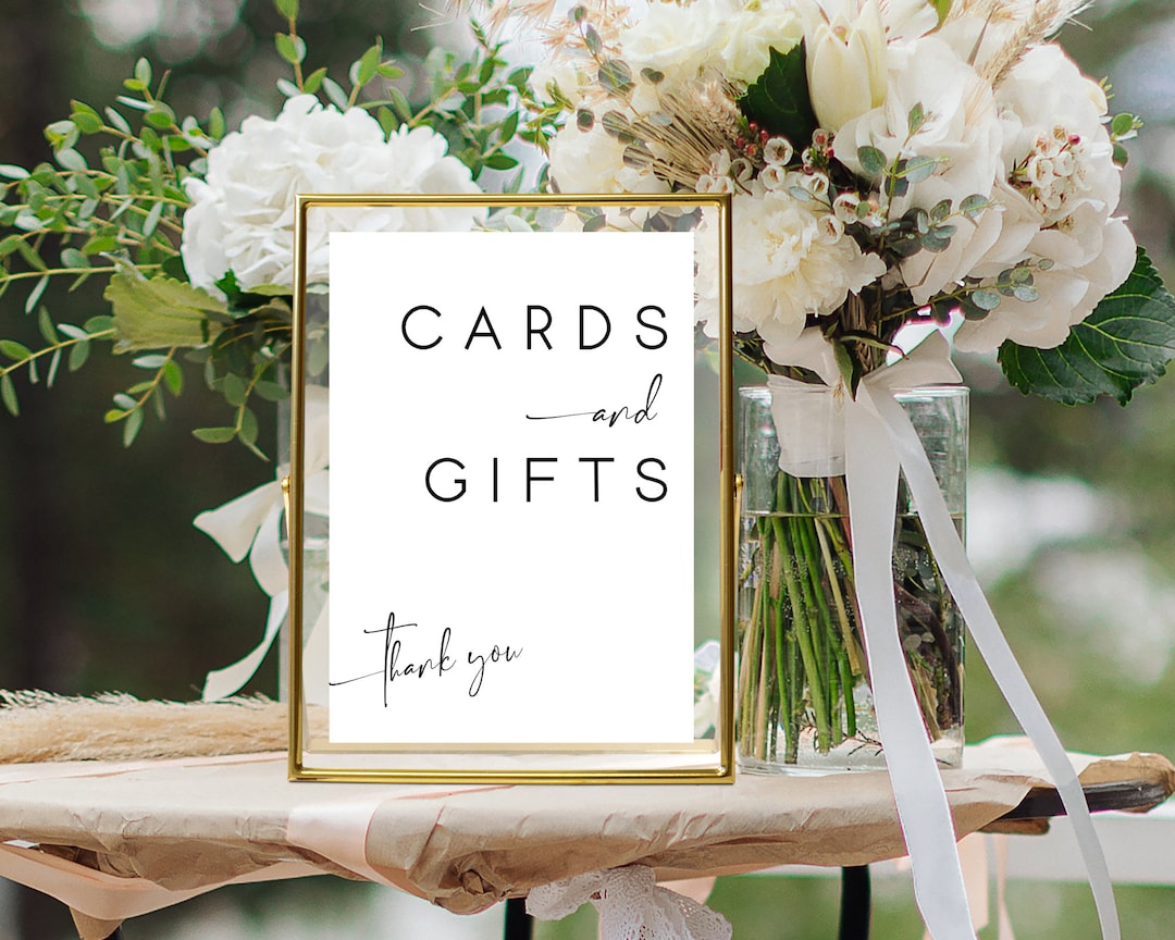 Wedding Gifts and Cards Sign Printable Template Black White Minimalist ...