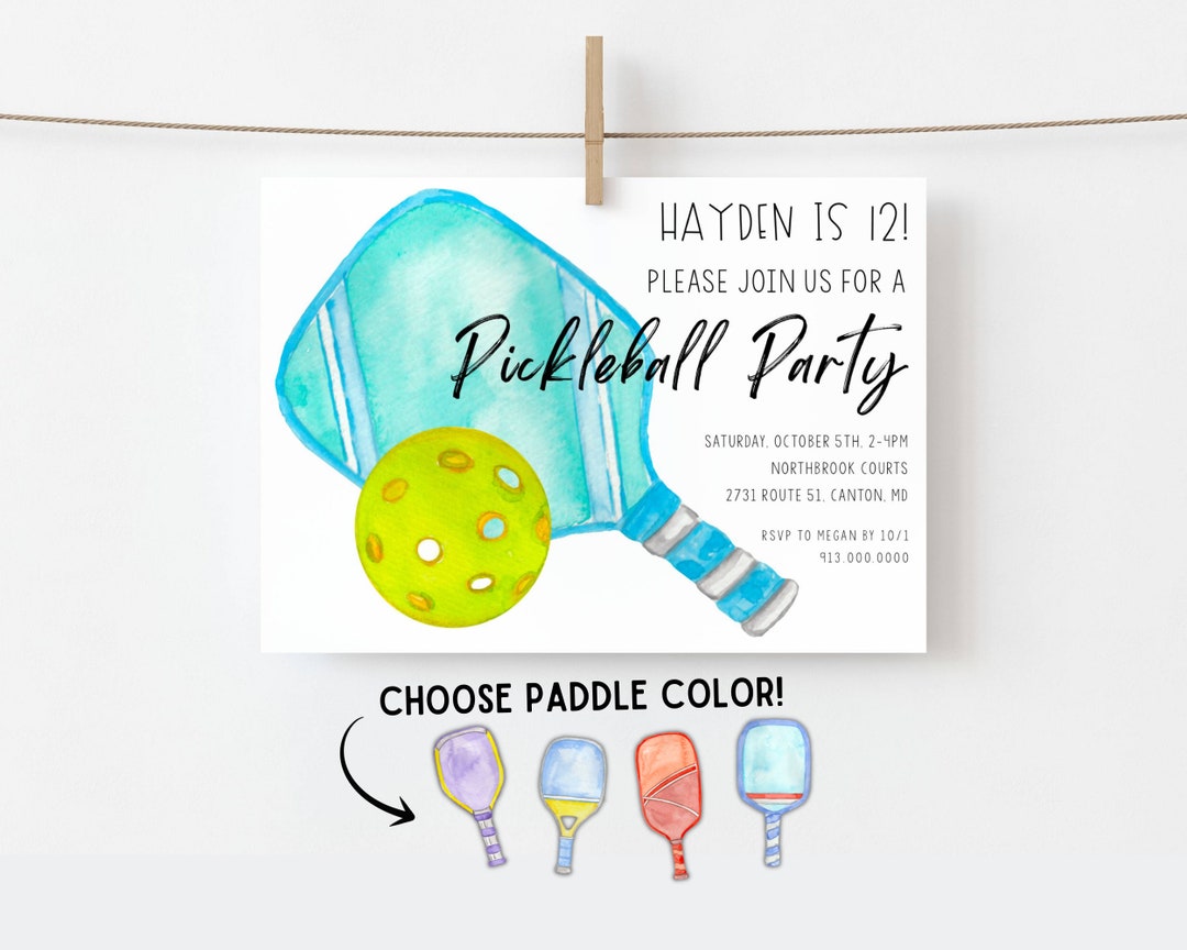 Pickleball Birthday Party Invitation Printable Template, Printable ...
