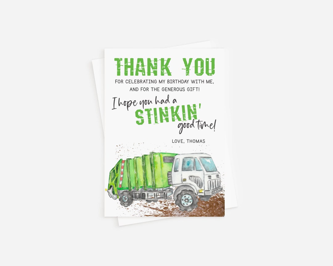 Garbage Truck Thank You Card Printable Template Garbage Recycling Truck ...