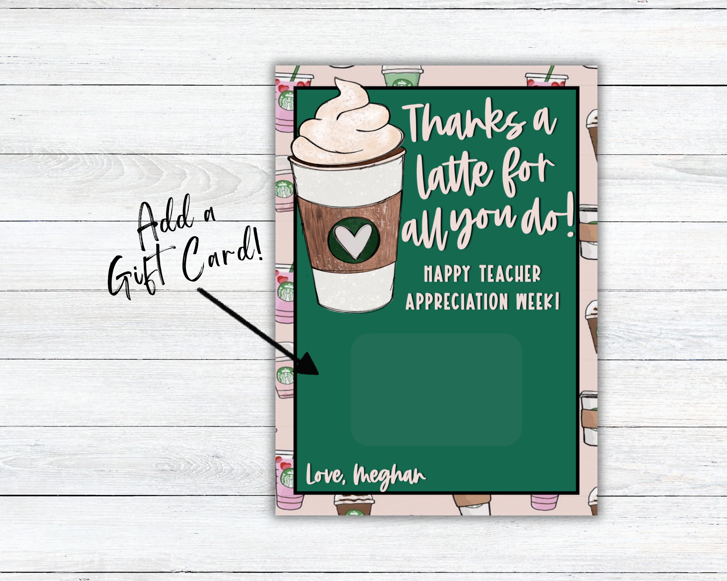Teacher Appreciation Starbucks Gift Card Printable Template Thanks a ...