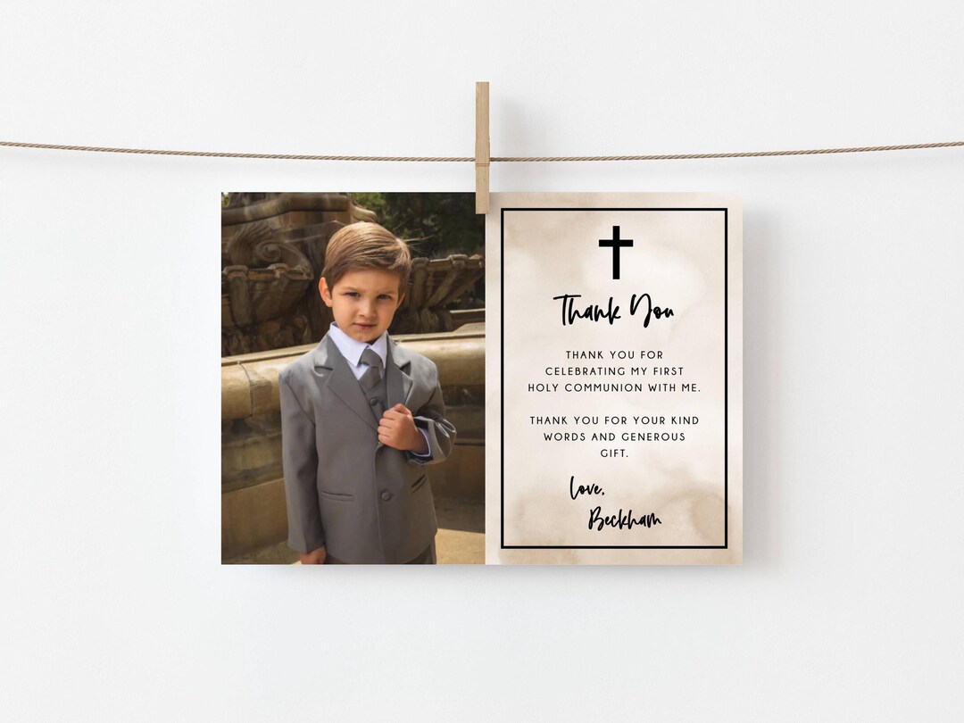 First Holy Communion Photo Thank You Card Printable Textable Template ...