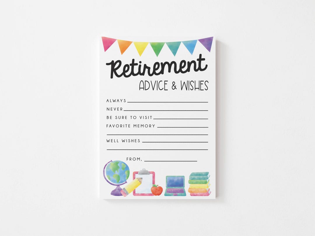 Retirement Advice Cards, Teacher Retirement Printable Template ...