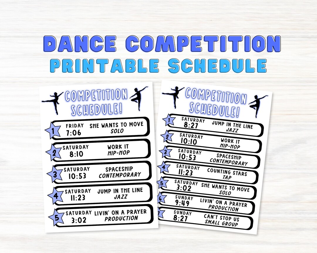 Dance Competition Printable Schedule Template Editable Dance ...