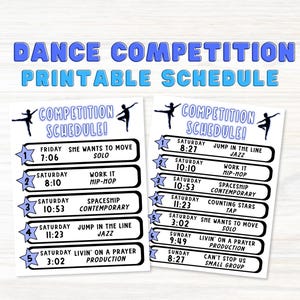 Dance Competition Printable Schedule Template Editable Dance ...