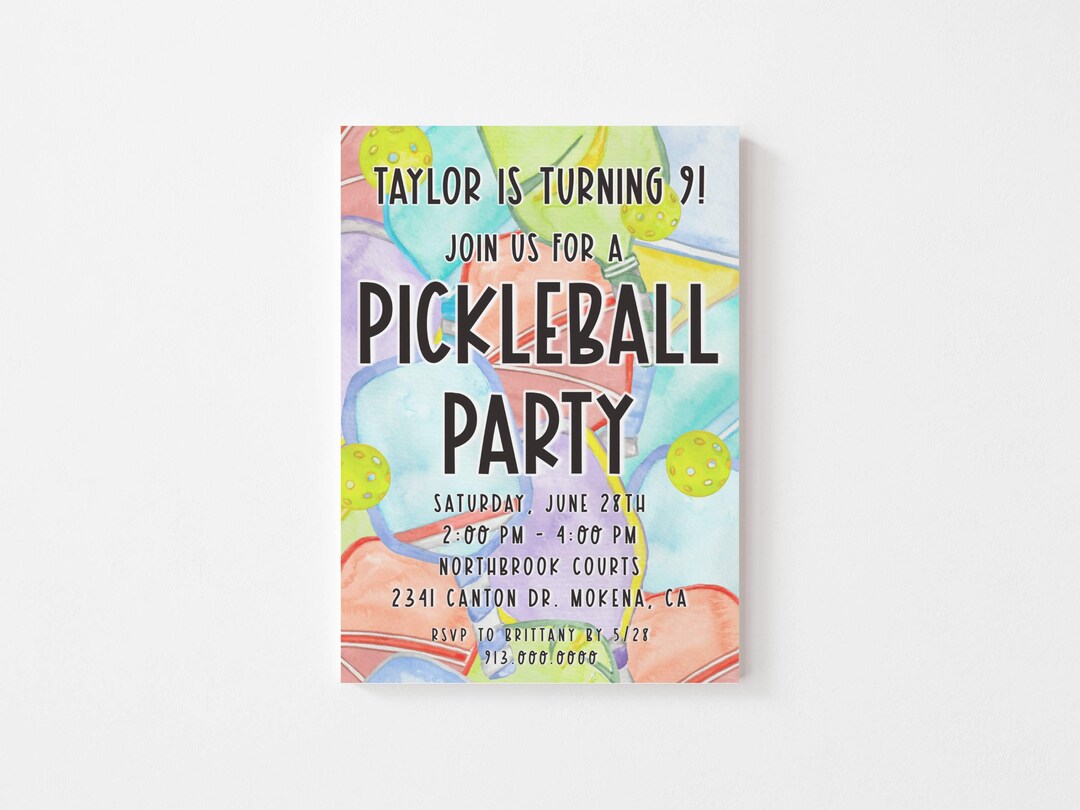 Pickleball Party Invite Template Pickleball Birthday Party Printable ...