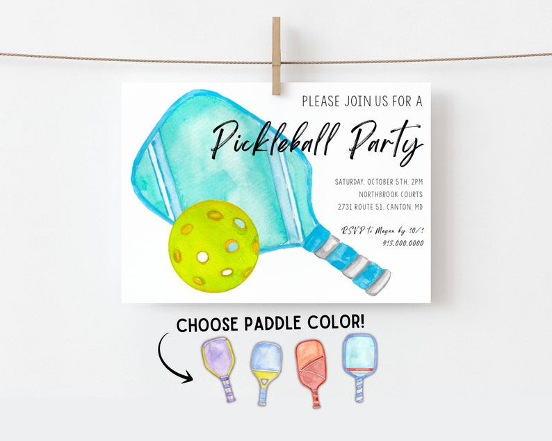 Pickleball Party Invitation Printable Template, Editable Instant ...