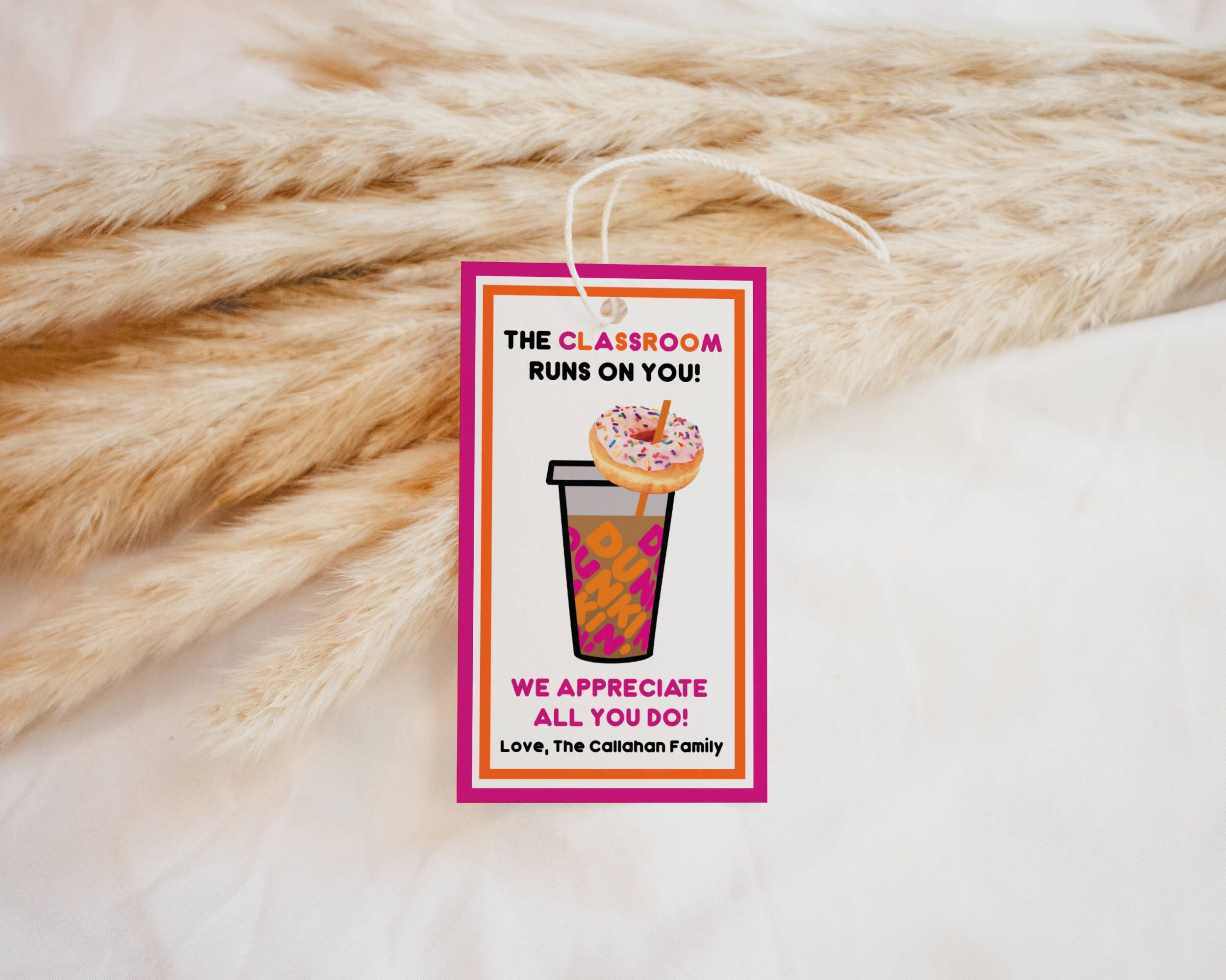 Teacher Appreciation Gift Tag Dunkin' Donuts Printable Template ...