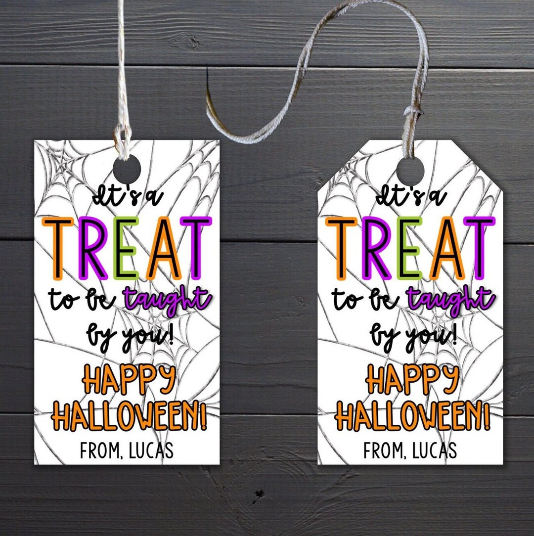 Halloween Teacher Gift Tag Template, Editable Teacher Halloween Gift ...