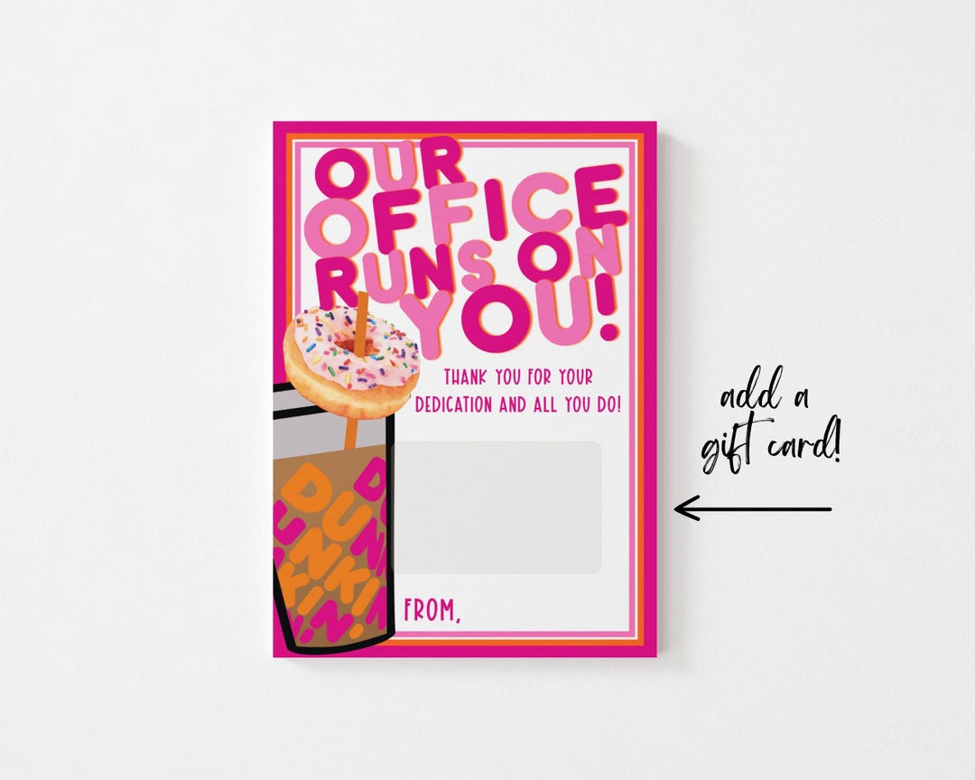 Boss's Day Dunkin' Gift Card Template Co-worker Dunkin Donuts Gift Card ...