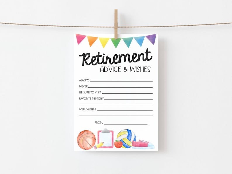 PE Teacher Retirement Advice Cards: Printable Well Wishes (digital ...